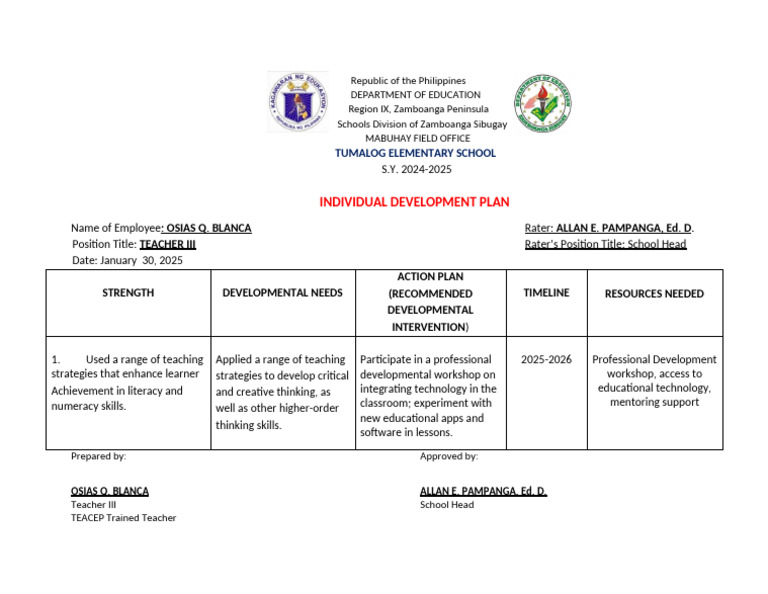 Teacher IDP 2025-2026 Sample | PDF | Teachers | Learning Methods