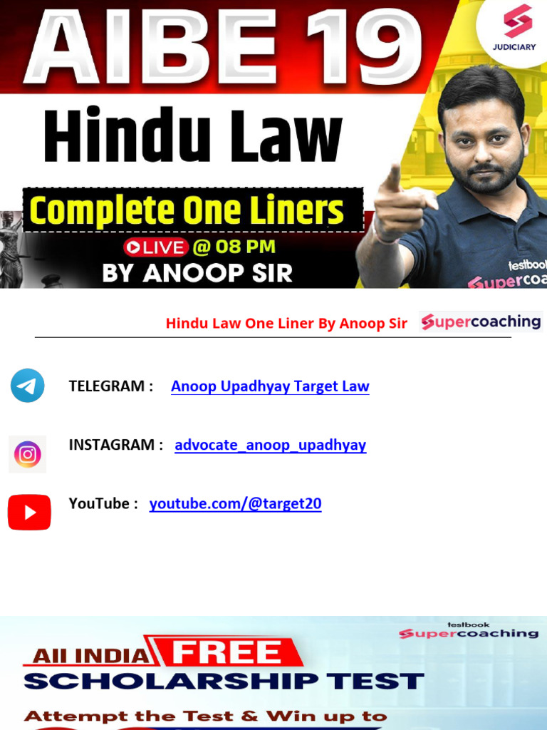 Hindu Law One Liner by Anoop Sir | PDF | Divorce | Annulment