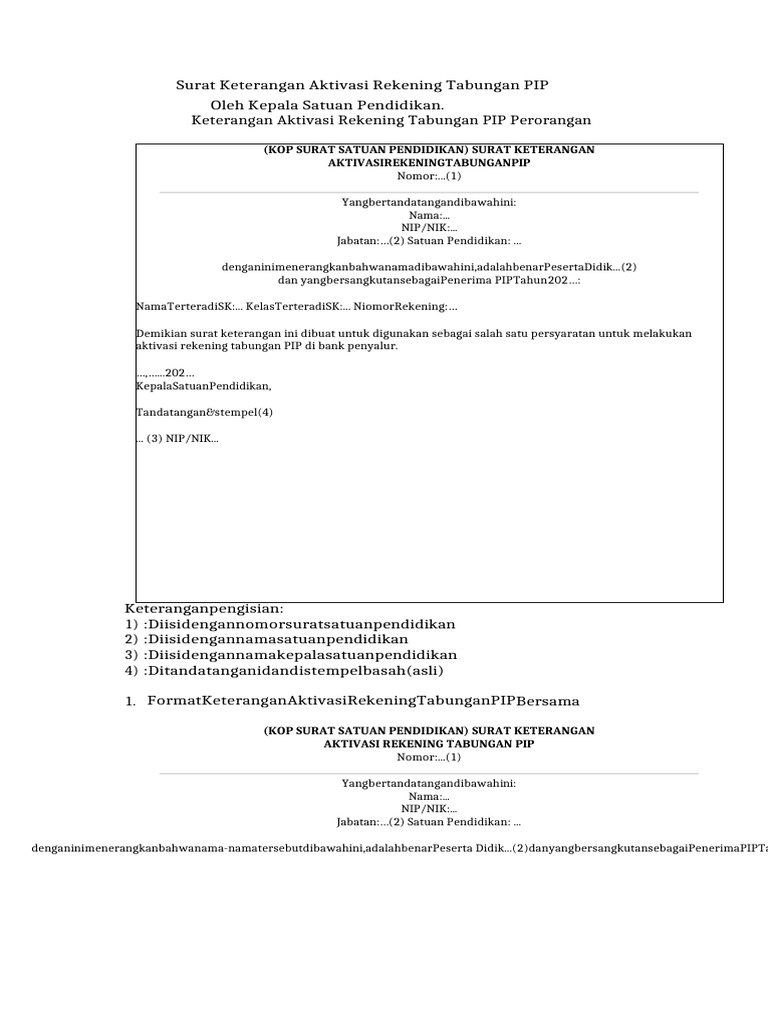 Aktivasi Rekening PIP Siswa | PDF