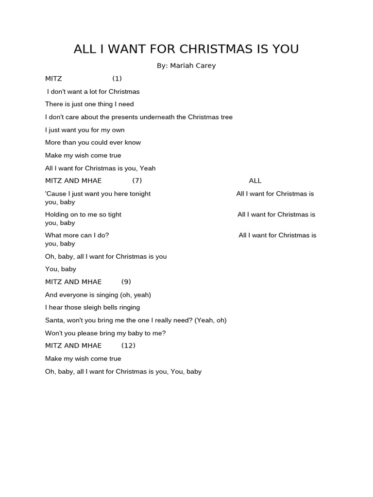 Mariah Carey's Christmas Classic Lyrics | PDF | Christmas Traditions ...
