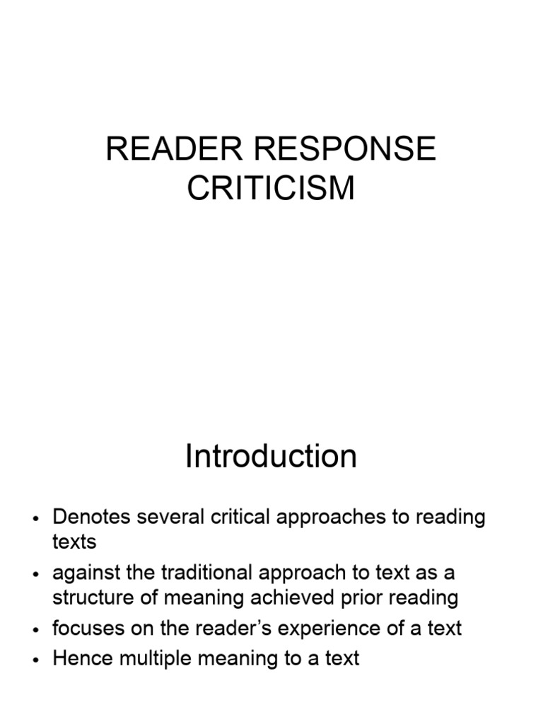 Reader Response Theory PDF | PDF | Literary Criticism | Liberal Arts ...