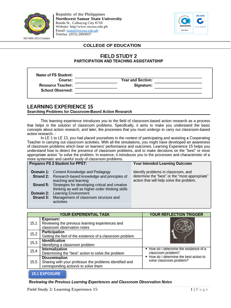 Baguio Ruby FS2 Le 15 Output | PDF | Learning | Teachers