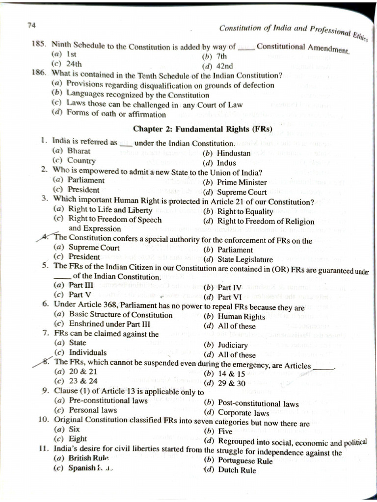 Indian Constitution Questions | PDF