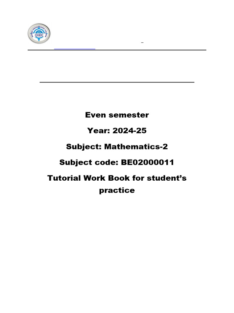 Maths 2 Tutorial 2024-25 | PDF | Eigenvalues And Eigenvectors | Matrix (Mathematics)