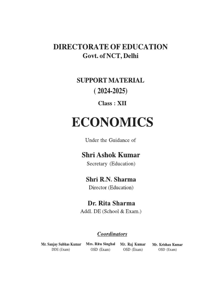 DOE Support Material Class 12 Economics (2024-25) .PDF - Crdownload | PDF
