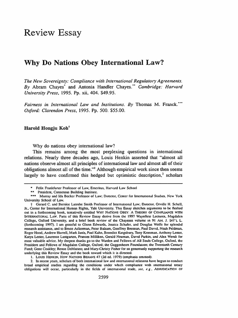 Why Do Nations Obey International Law - Harold Kongju Koh | PDF | International Law | Jurisprudence