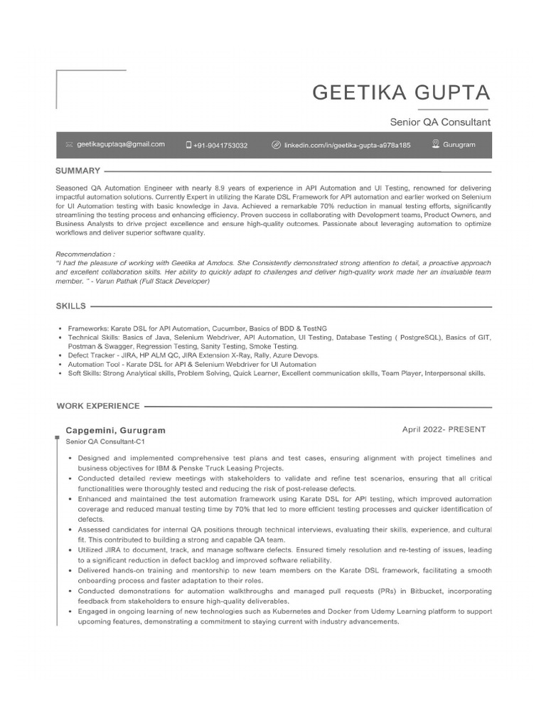 Geetika Gupta Resume 8.9yrs | PDF