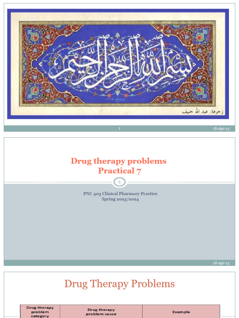 Drug Therapy Problem - Practical 7 | PDF | Osteoporosis | Osteoarthritis