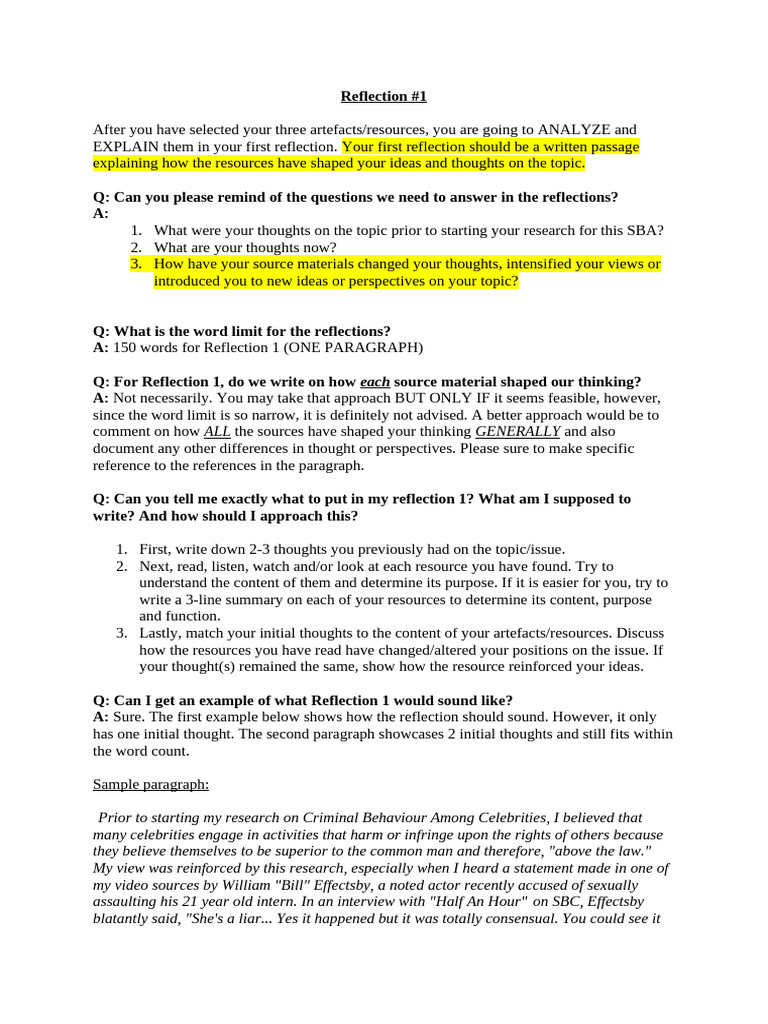 SBA - Reflections 1 and 2 (Edited) | PDF | Thought | Jargon