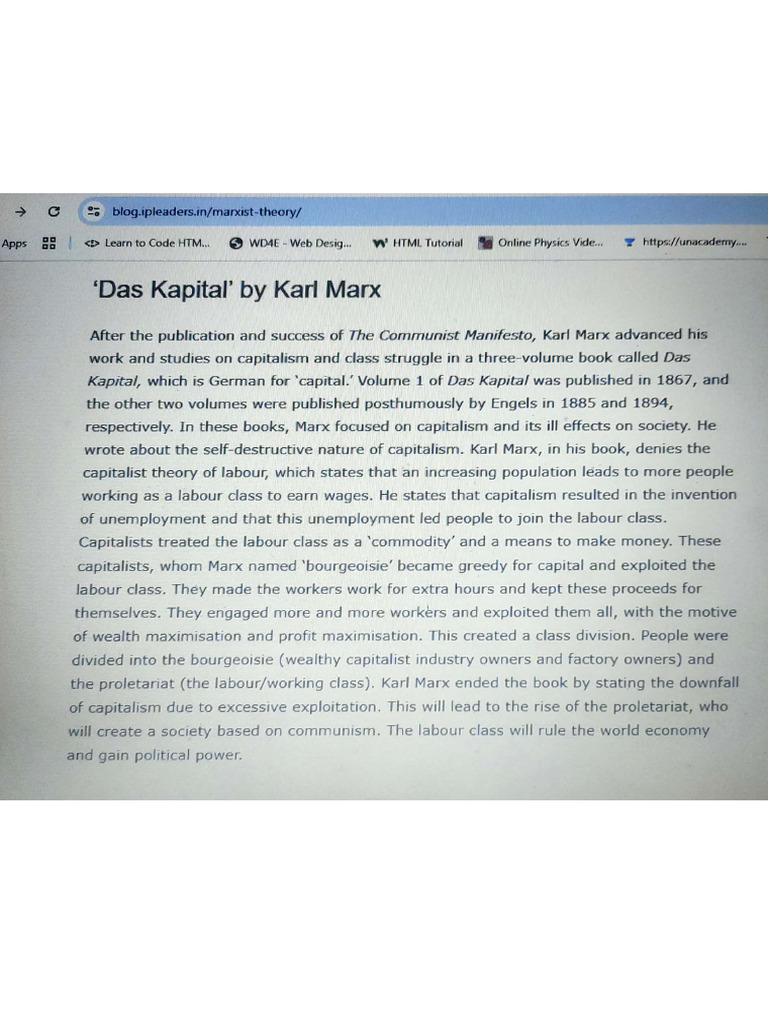 Karl Marx Historical Materialism | PDF