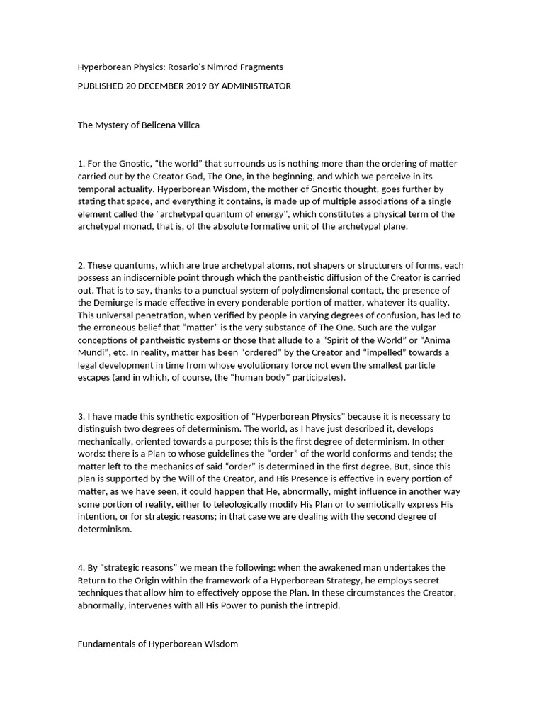 Order. Hyperborean Physics | PDF | Gravity | Gnosis