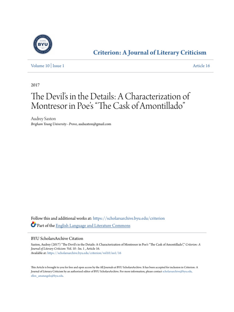 Montresor's Duality in Poe's Amontillado | PDF