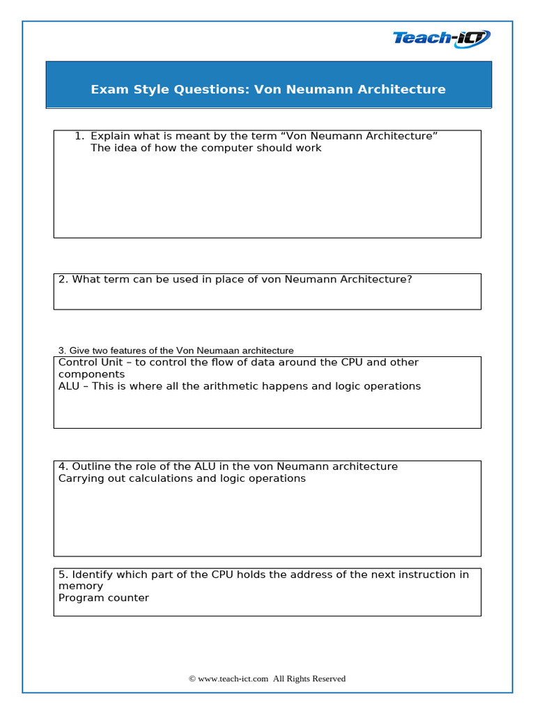Architecture and Registers - Practice Questions | PDF