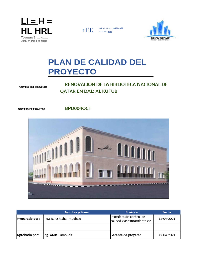 Plan de Calidad del Proyecto Rev. 01 | PDF | Calidad (comercial) | Fundación (Ingeniería)