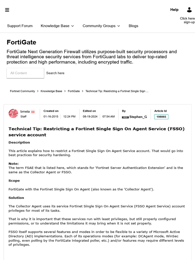 Restricting A Fortinet Single Sign On Age... - Fortinet Community | PDF ...