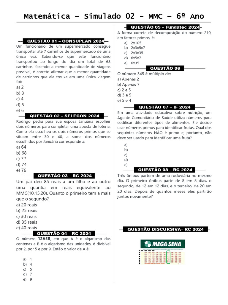 Simulado 02 - MMC | PDF