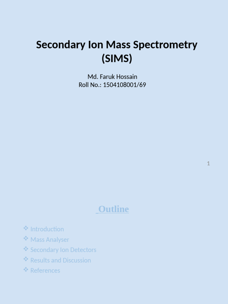 Sims | PDF | Mass Spectrometry | Time Of Flight Mass Spectrometry