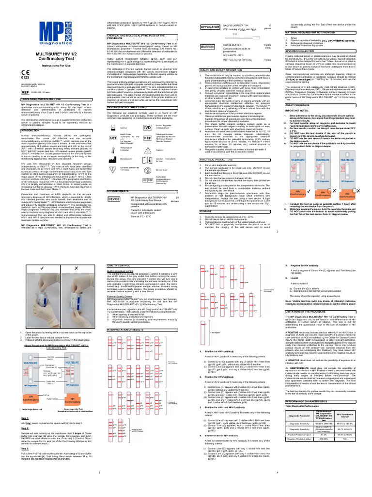 Multisure Hiv 1 2 Confirmatory Test Ifu | PDF | Hiv | Hiv/Aids