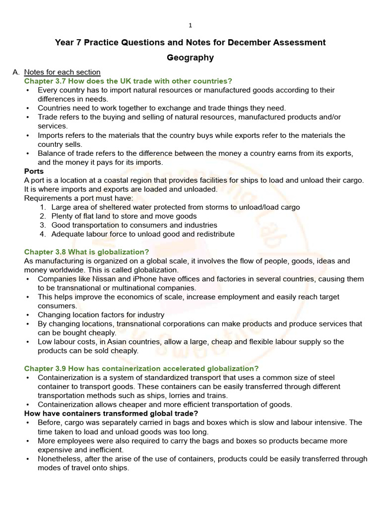 Geography Practice Questions For December Assessment | PDF ...