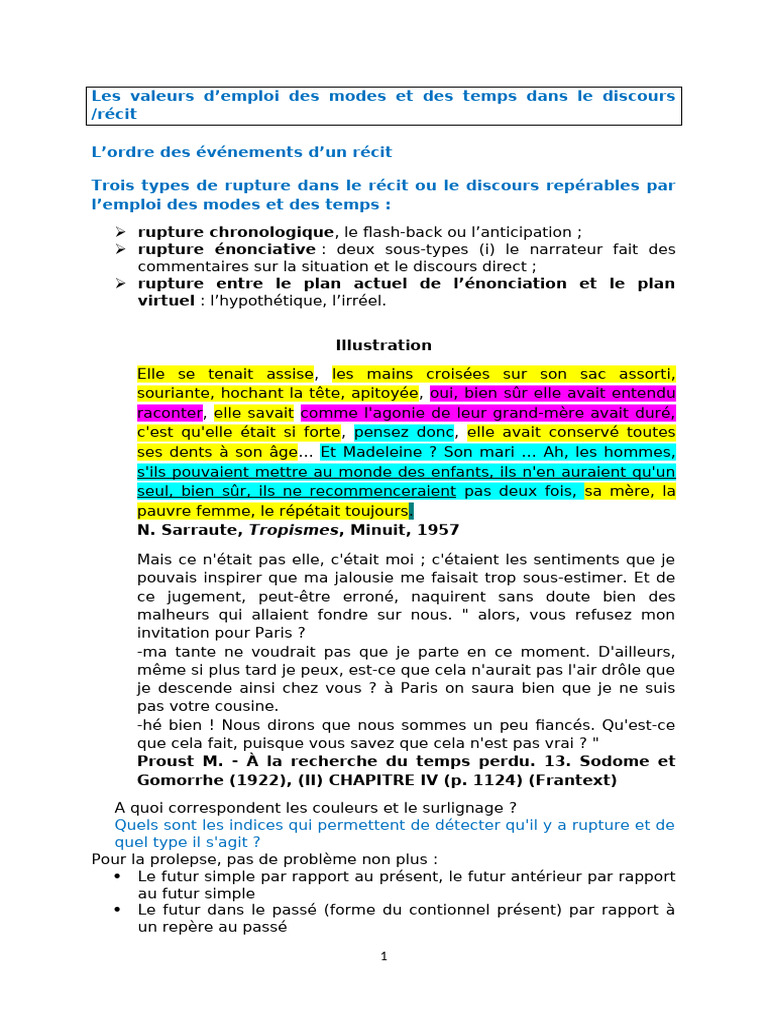 Modes et temps dans le récit narratif | PDF