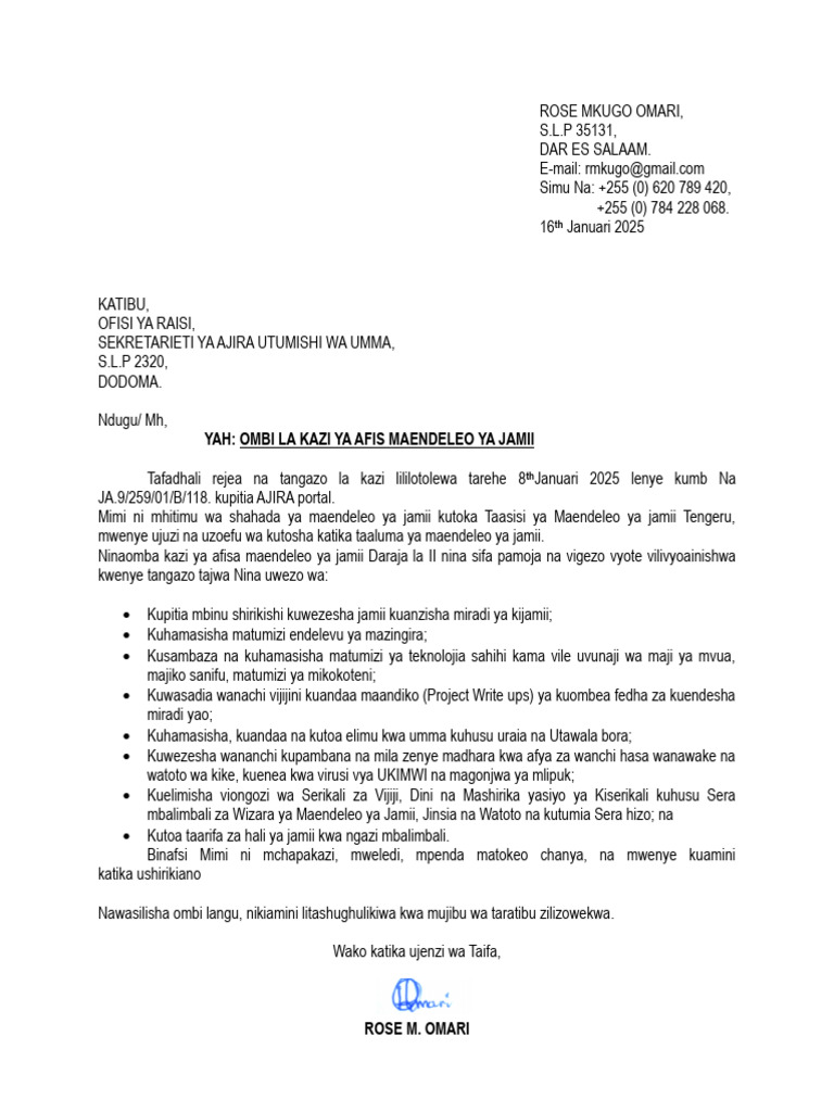 Barua Ya Kazi LGA 2 | PDF