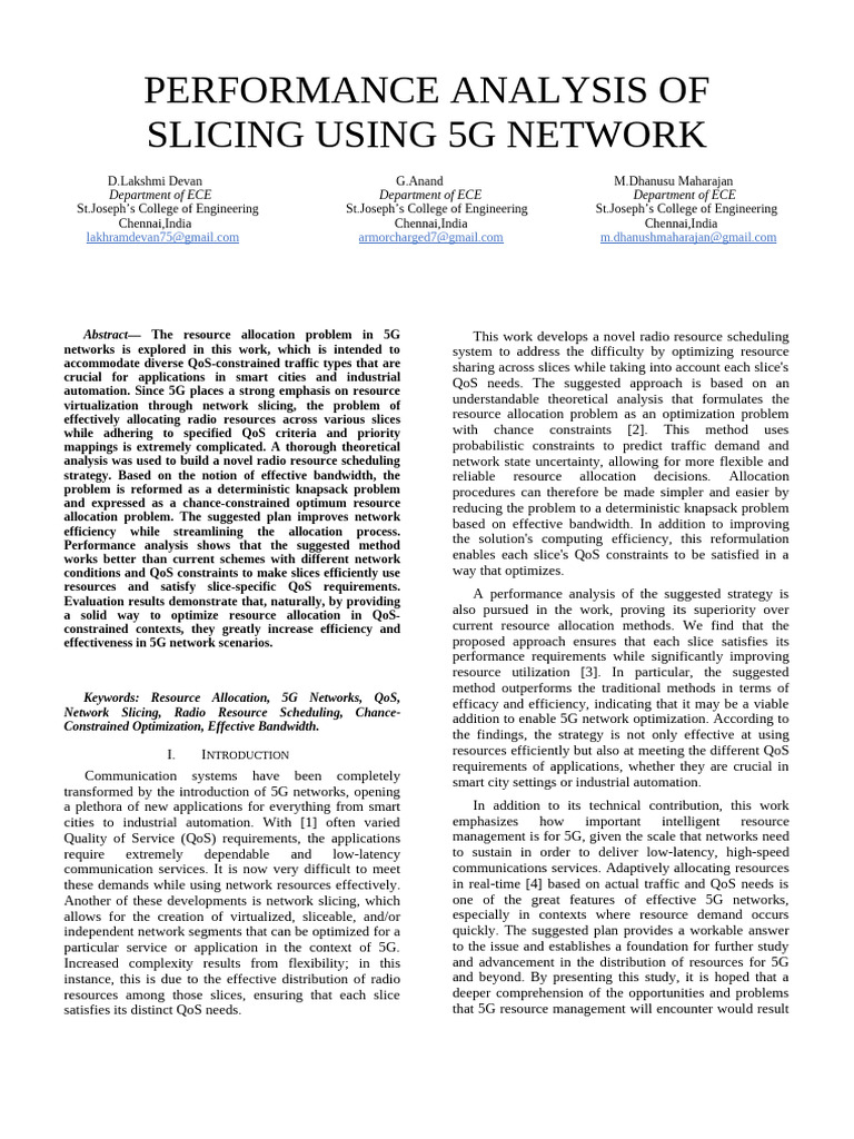 Performance Analysis of Slicing Using 5g Network | PDF | Quality Of Service | Mathematical ...