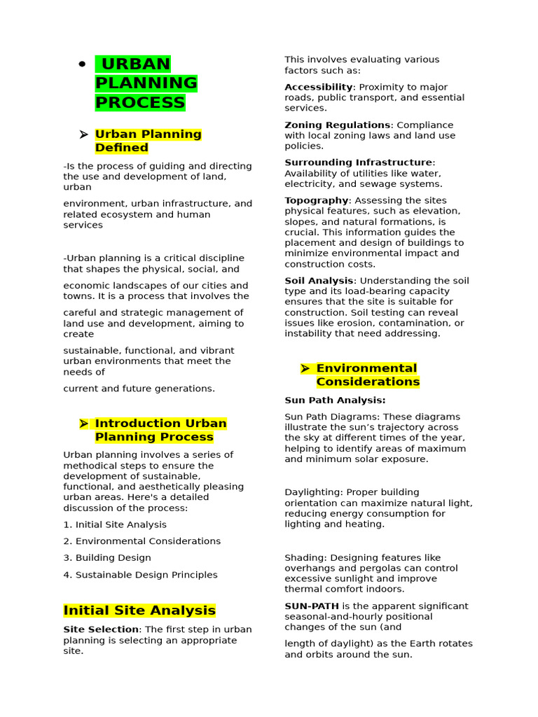 URBAN PLANNING PROCESS | PDF | Building Insulation | Wound