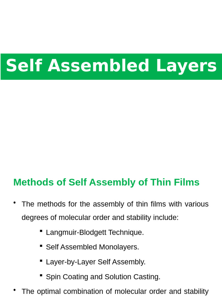 Methods for Self-Assembled Thin Films | PDF | Physical Sciences ...