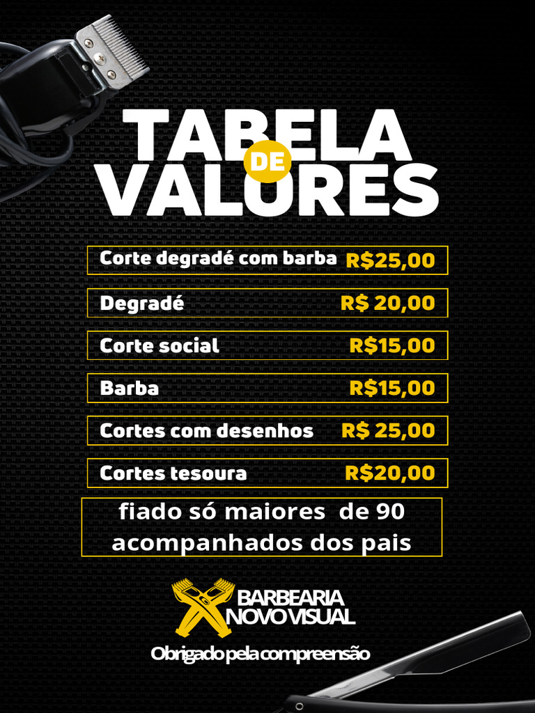 Story para instagram tabela de valores para barbearia rústico preto (Pin do Pinterest).pdf | PDF