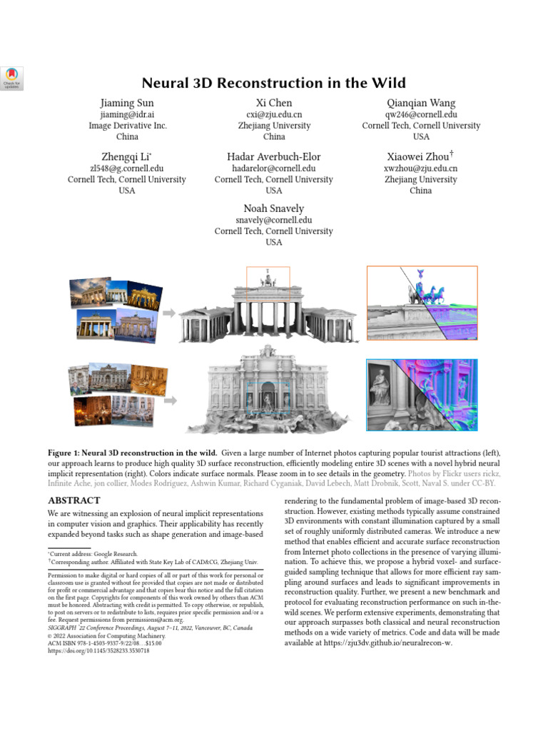 Neural 3D Reconstruction in The Wild | PDF | 3 D Computer Graphics ...