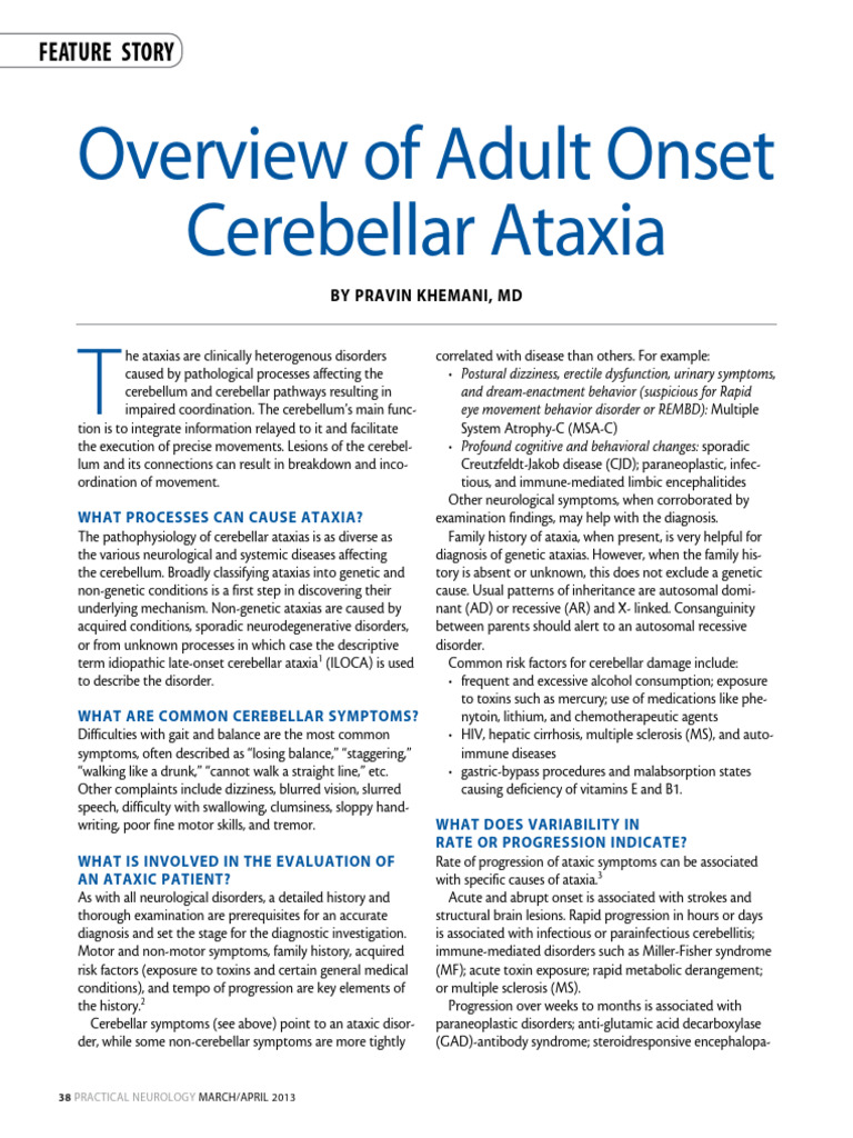 Adult Onset Cerebellar Ataxia | PDF | Neurological Disorders | Nervous ...