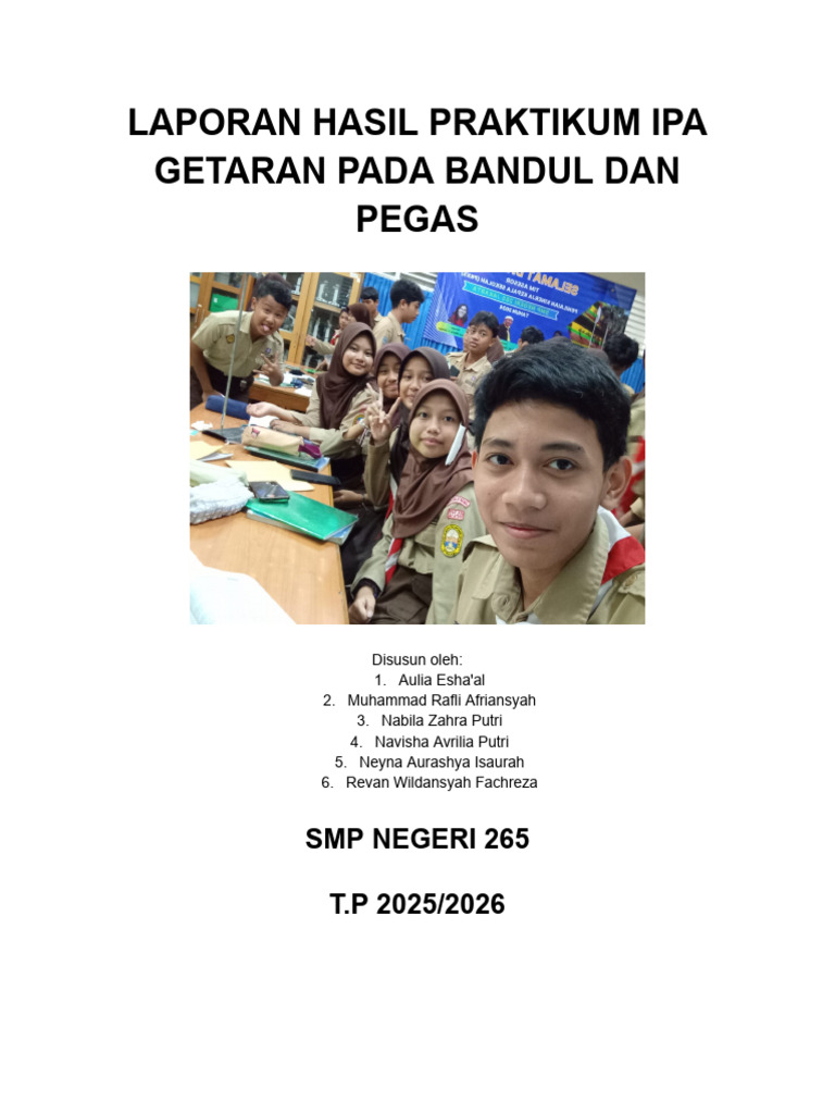 Laporan Hasil Praktikum Ipa Getaran Pada Bandul Dan Pegas | PDF