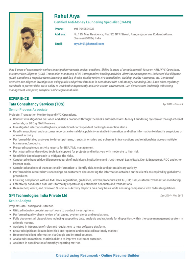 Rahul Arya - CV | PDF | Regulatory Compliance | Business Law
