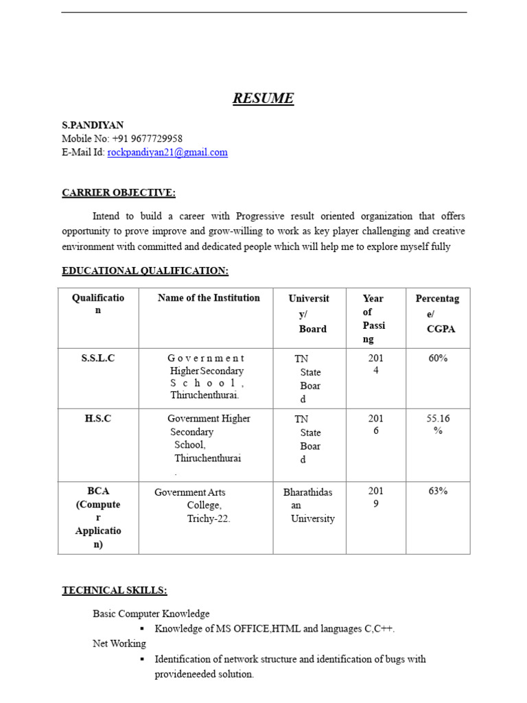 pandi resume | PDF | Computing