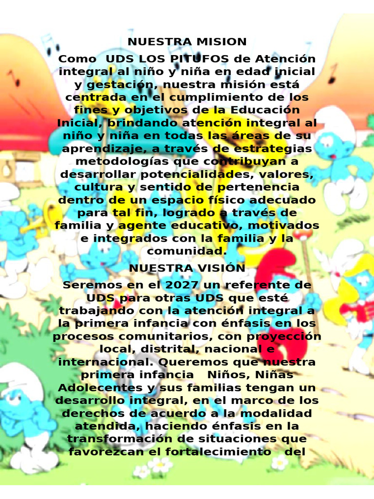 Misión y Visión de Atención Integral Infantil | PDF