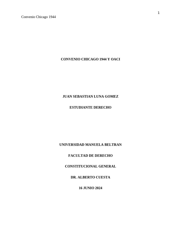 Impacto del Convenio de Chicago 1944 en Aviación | PDF | Constitución ...