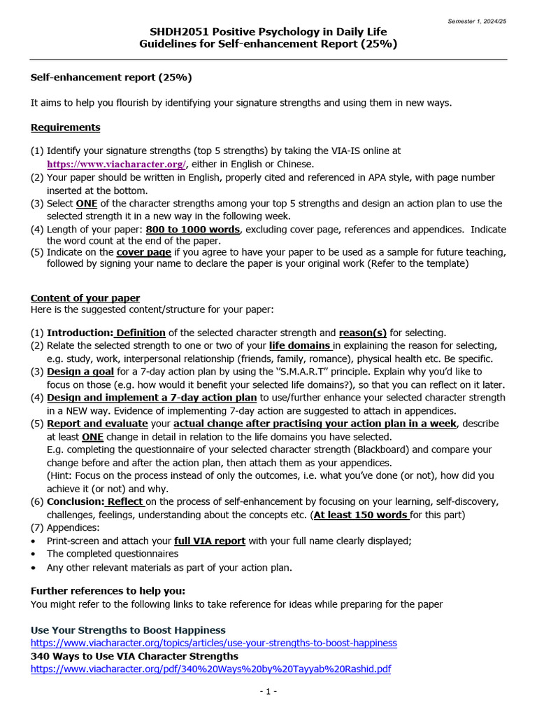 Individual Assignment I - Self-Enhancement Report (Guidelines) 25 | PDF ...