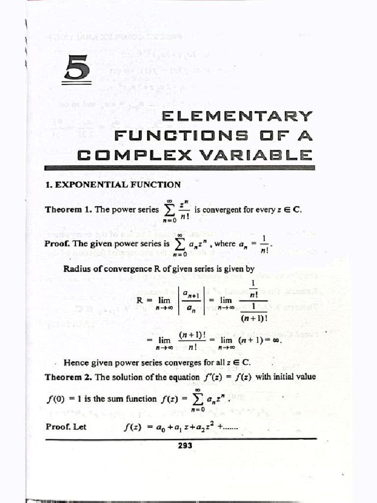 5 Elementary Functions of Complex Variables | PDF
