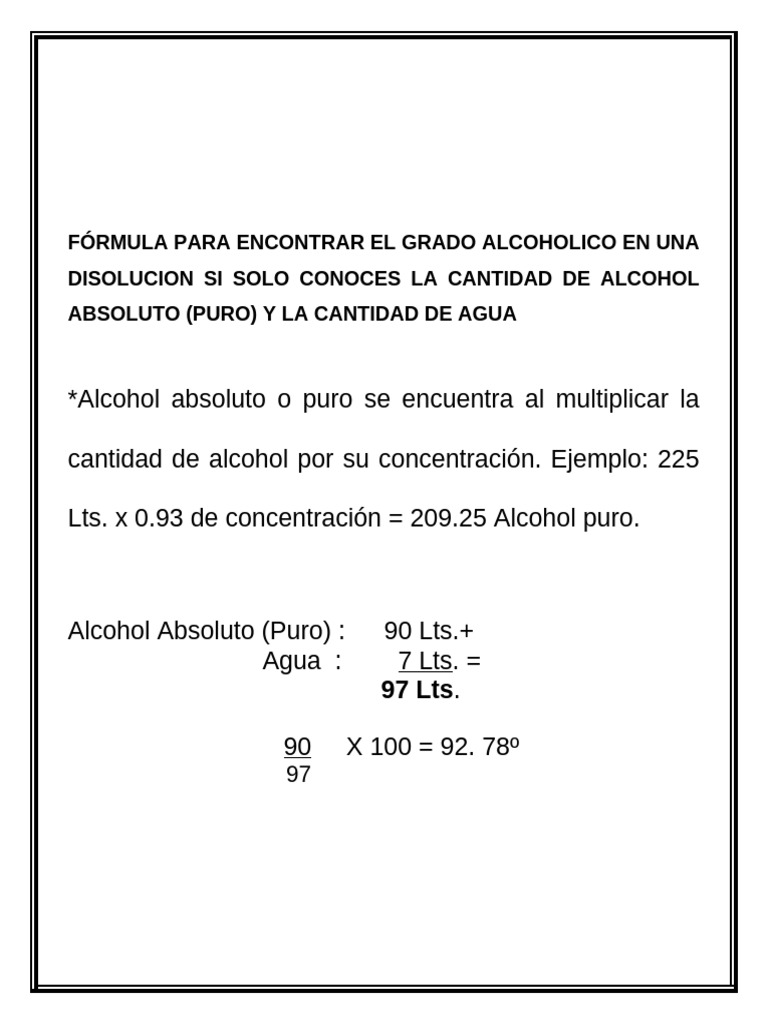 Cálculo del Grado Alcohólico y Volumen | PDF