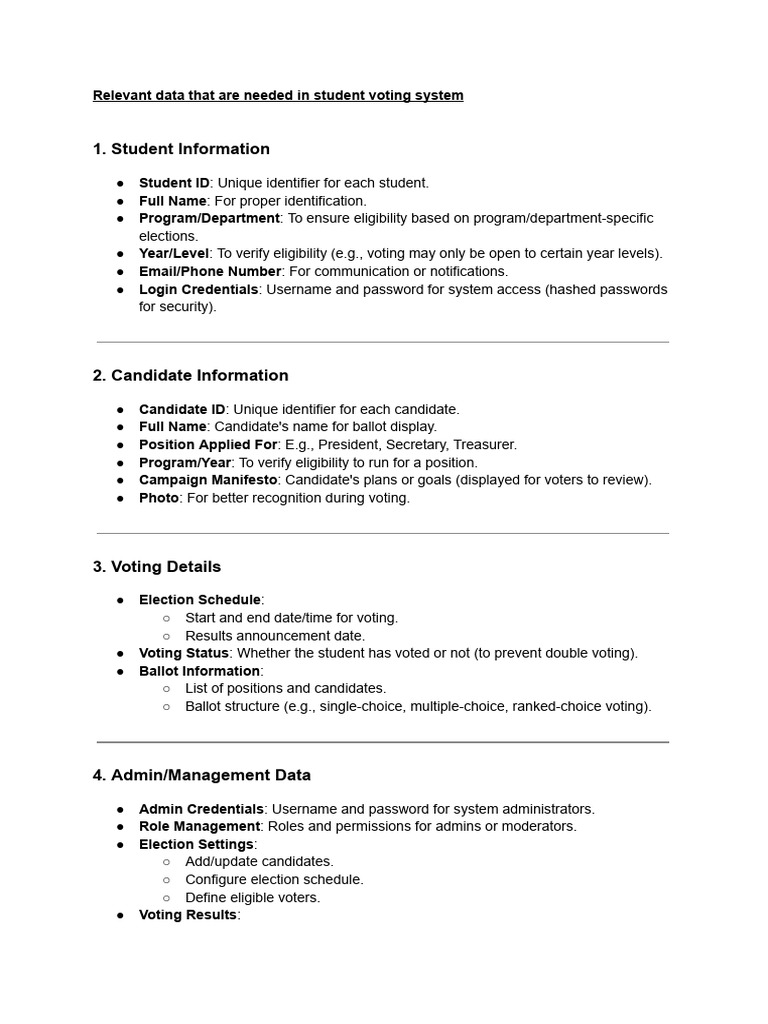 Relevant Data That Are Needed in Student Voting System | PDF ...