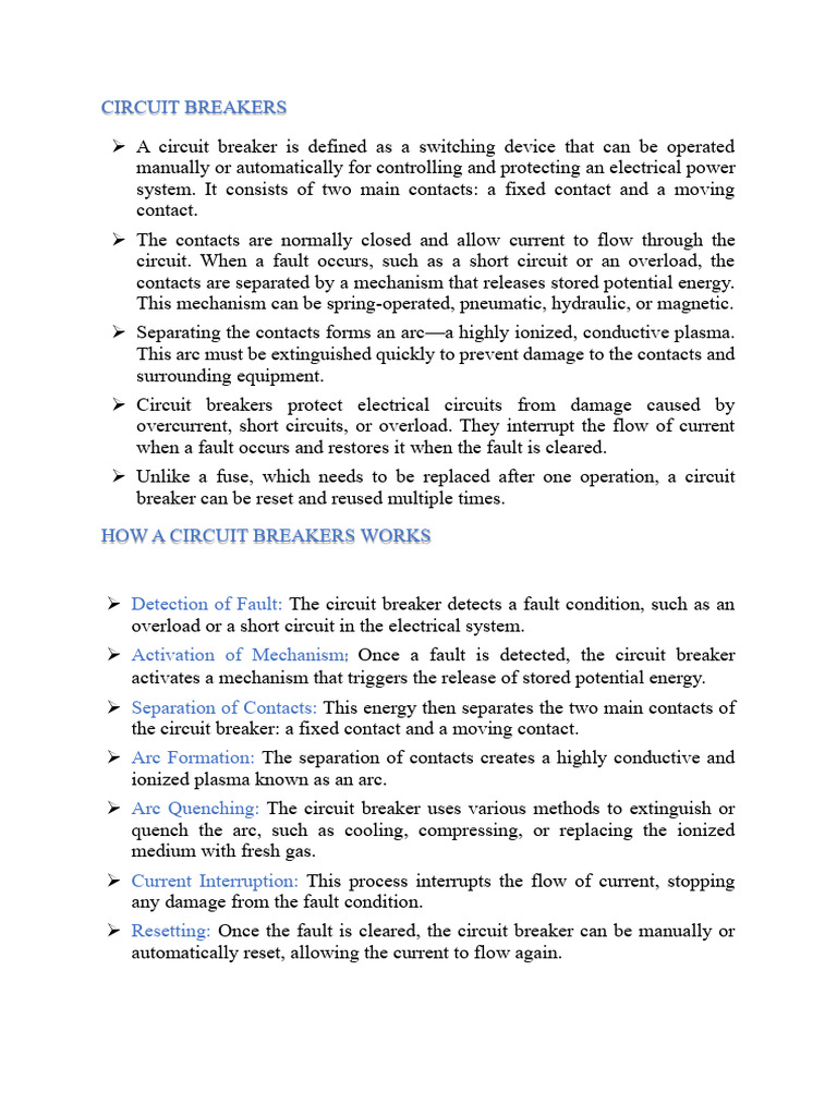 CIRCUIT_Breakers | PDF | Electric Arc | Electricity