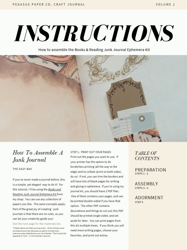 Assemble Your Junk Journal Kit Guide | PDF | Books | Bookbinding
