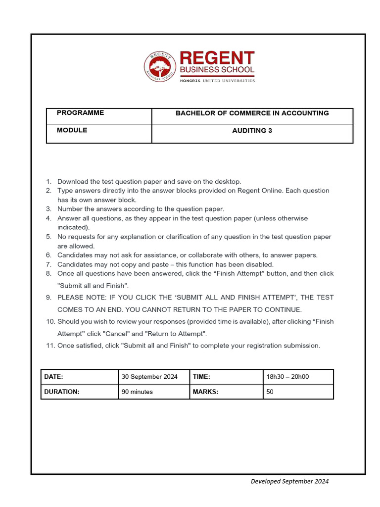 BCOM ACC_test | PDF | Audit | Internal Control