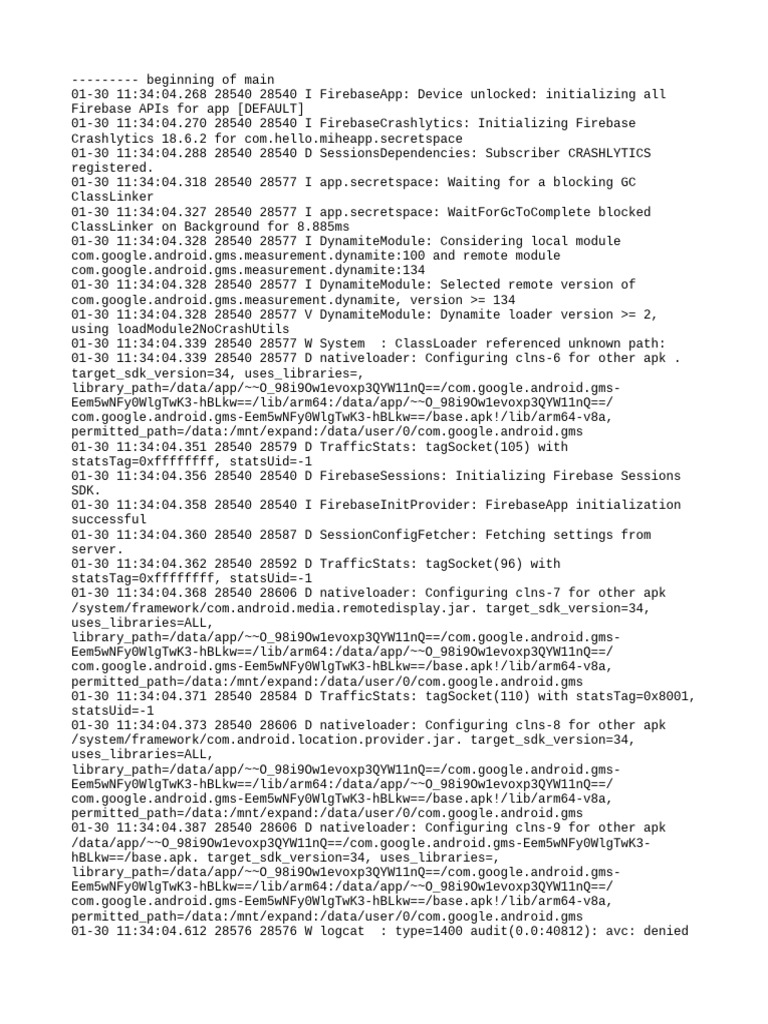 Com.hello.miheapp.secretspace Logcat | PDF | Software | System Software