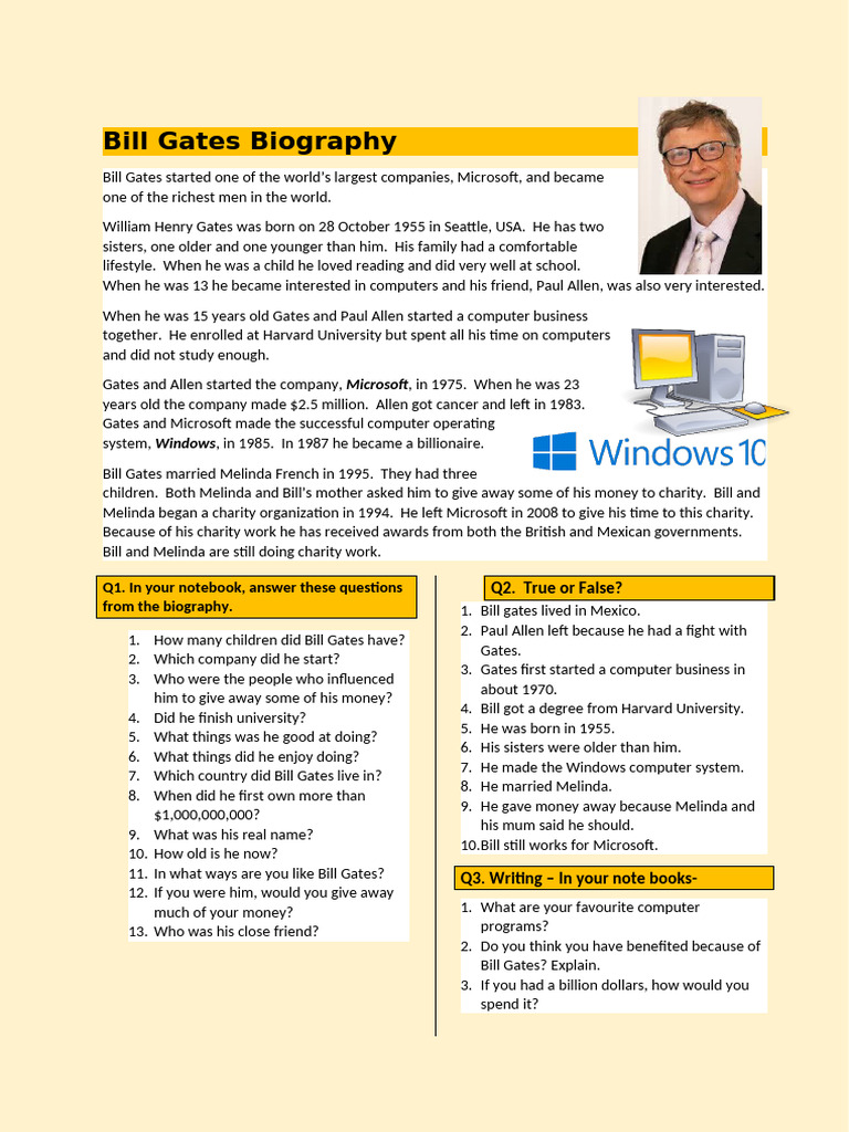 Bill-Gates-Biography | PDF | Part Of Speech | Linguistic Typology