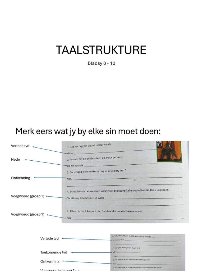 Taalstrukture Bl. 8 Verduideliking | PDF