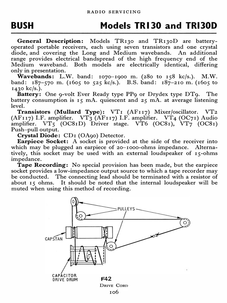 Bush TR130 and TR130D | PDF | Amplifier | Electrical Circuits