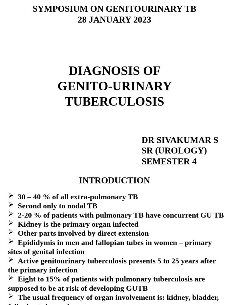 Diagnosis of Genito-Urinary TB | PDF | Tuberculosis | Kidney