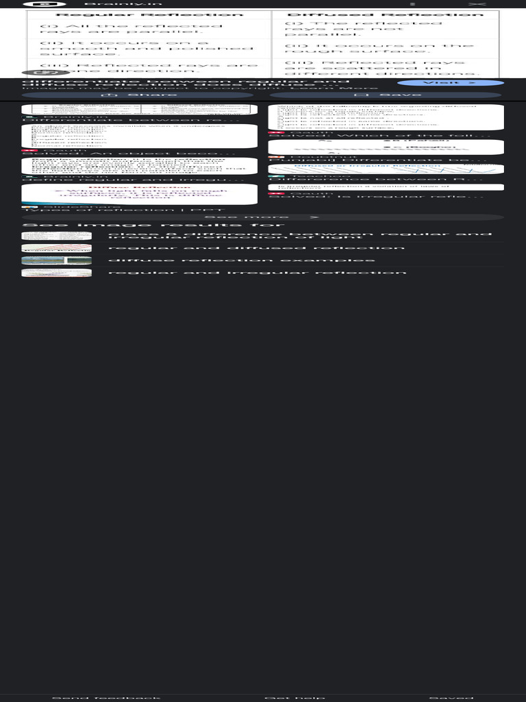 Difference Between Regular and Diffuse Reflection - Google Search | PDF