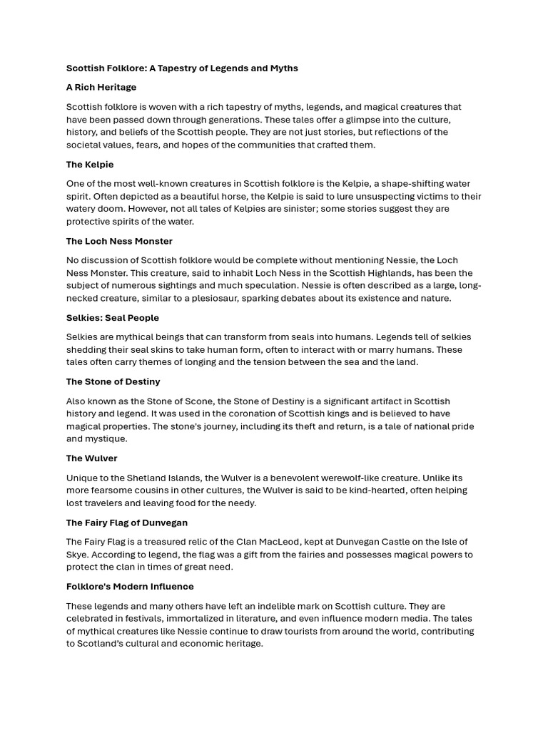 Scottish Folklore LAoshi | PDF | Loch Ness Monster | Selkie